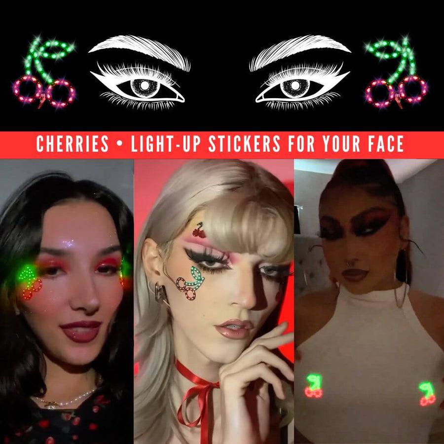 Cherries LED Face Jewelry | Light up Stickers for Skin | Neon Cowboys®