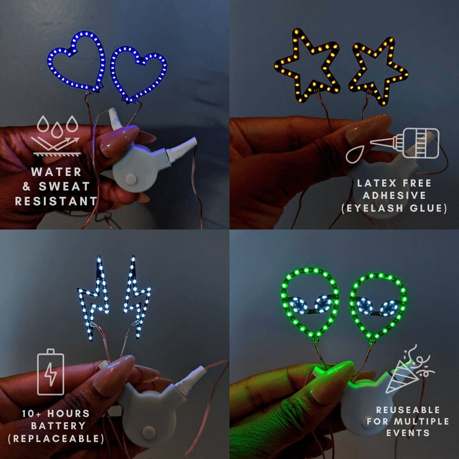 LED Face Stickers | Light up Shapes for Makeup Skin Concert