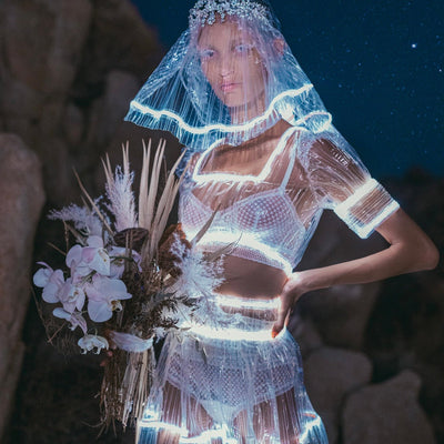 LED Wedding Veil | Neon Cowboys Light Up Bridal Fashion