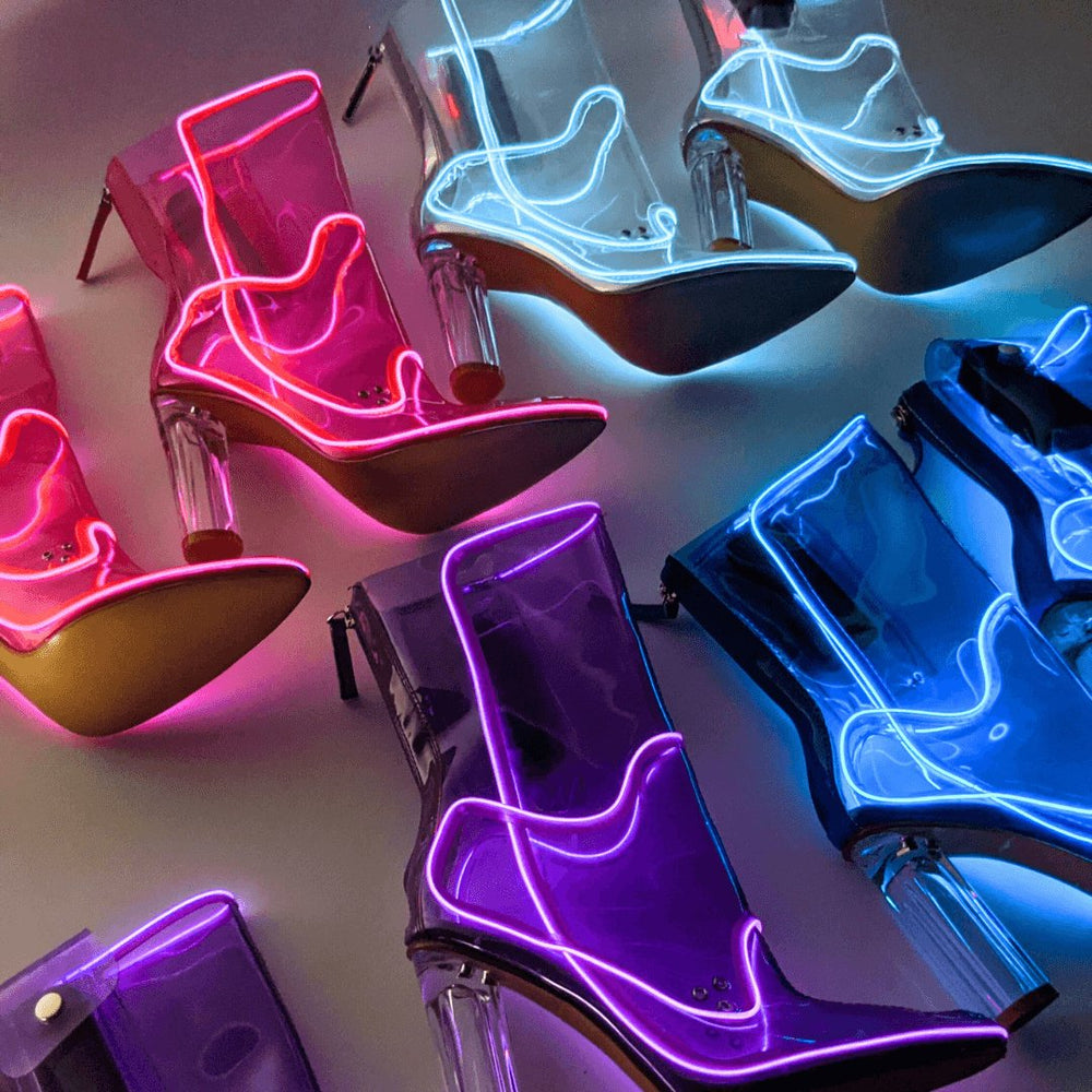 Neon Cowboys® Out Past Midnight Boots | LED Light up Transparent Heels