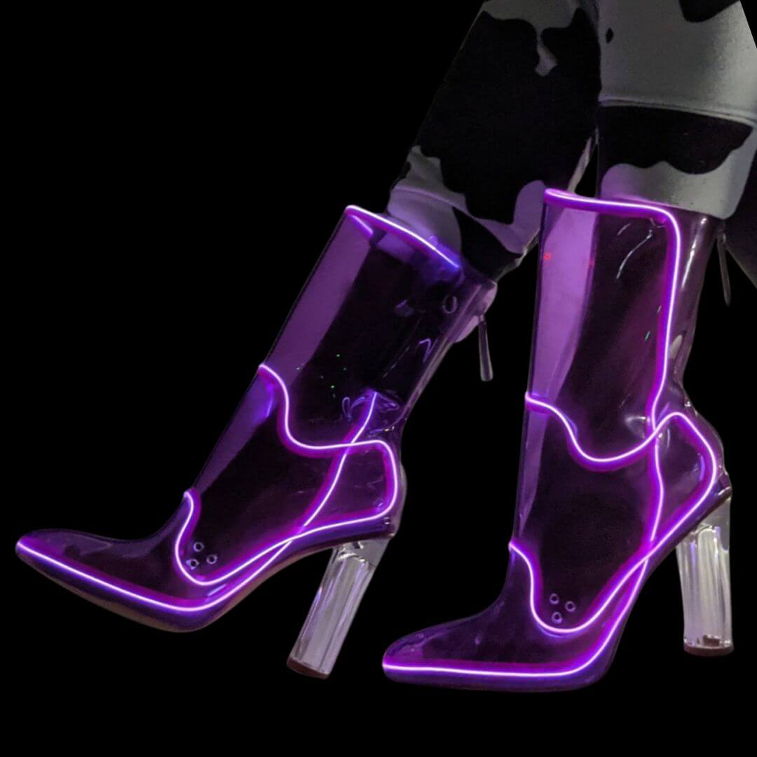 Neon Cowboys® Out Past Midnight Boots | LED Light up Transparent Heels