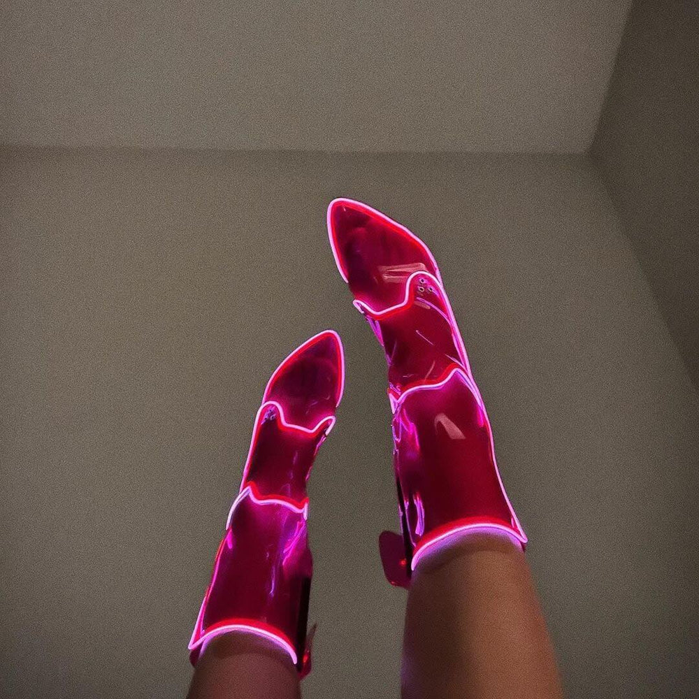 Neon Cowboys Out Past Midnight Boots | LED Light up Heels