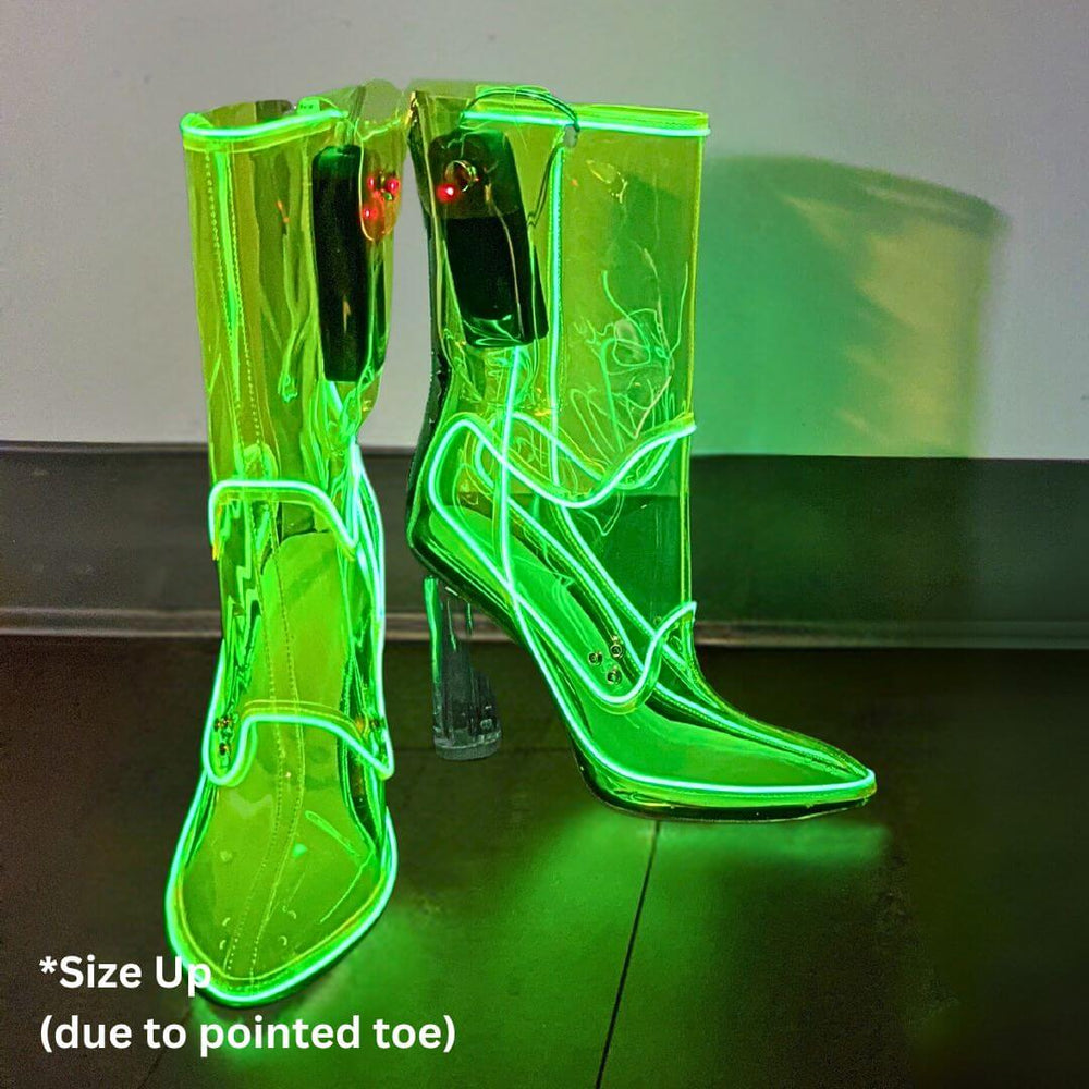 Neon Cowboys® Out Past Midnight Boots | LED Light up Transparent Heels