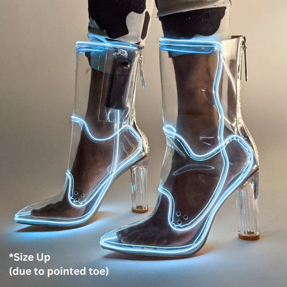 Neon Cowboys® Out Past Midnight Boots | LED Light up Transparent Heels